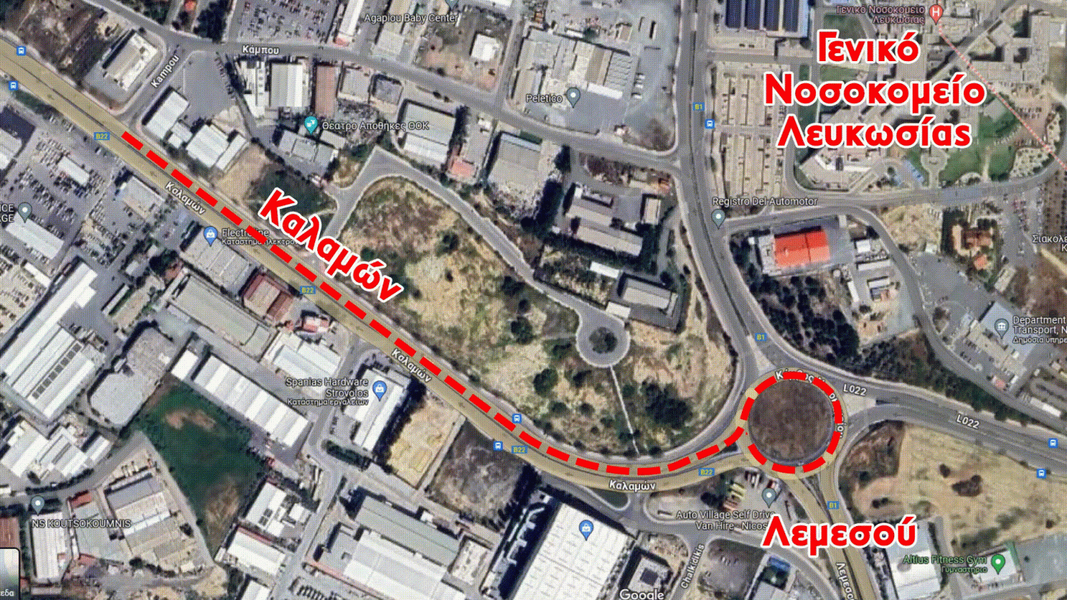 Κλειστό μέρος της οδού Καλαμών και της λεωφόρου Λεμεσού στον Στρόβολο ...